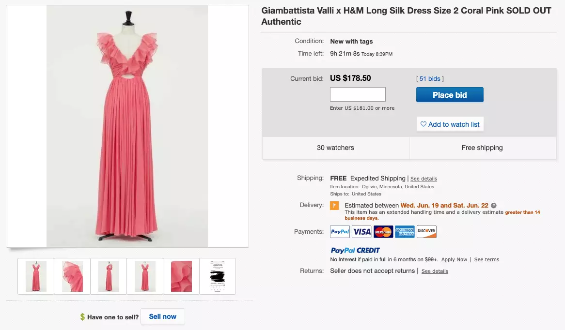 eBay विक्रेते Giambattista Valli x H&M साठी अपमानकारक किंमती विचारत आहेत, परंतु कोणीही खरेदी करत नाही 11596_4