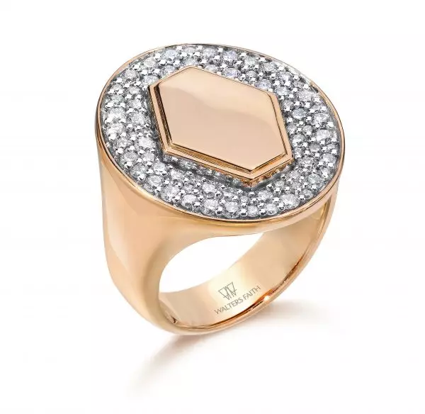 R005-RGWD _ 18K Rose Gold and Diamond Signet Ring