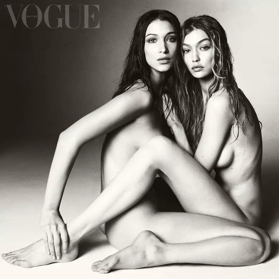 Gigi และ Bella Hadid เปลือยเปล่าสำหรับ British Vogue 34197_1