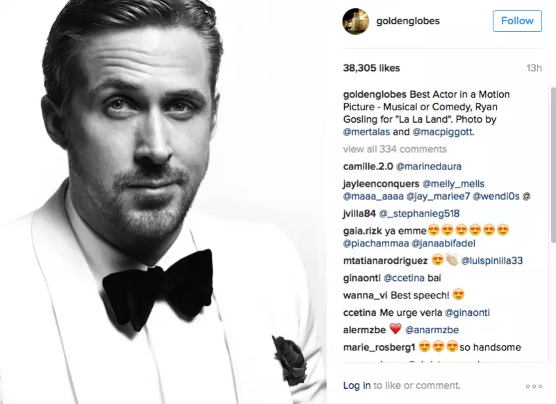 Разбивка на Instagram на Златните глобуси: Кой имаше най-много харесвания? Кой има най-много последователи? 45691_10