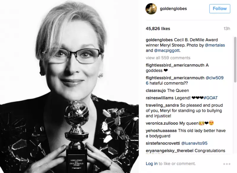 Golden Globes Instagram-sammenbrudd: Hvem hadde flest likes? Hvem har flest følgere? 45691_8