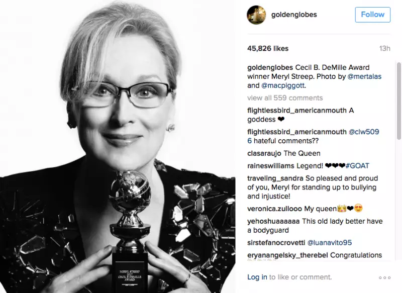 Pecahan Instagram Golden Globes: Siapa Yang Paling Suka? Siapa Mempunyai Pengikut Terbanyak? 45691_8