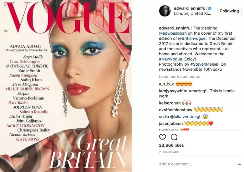 Edward Enninful Debuts Re First Cover fun British Vogue pẹlu Adwoa Aboah 51476_1
