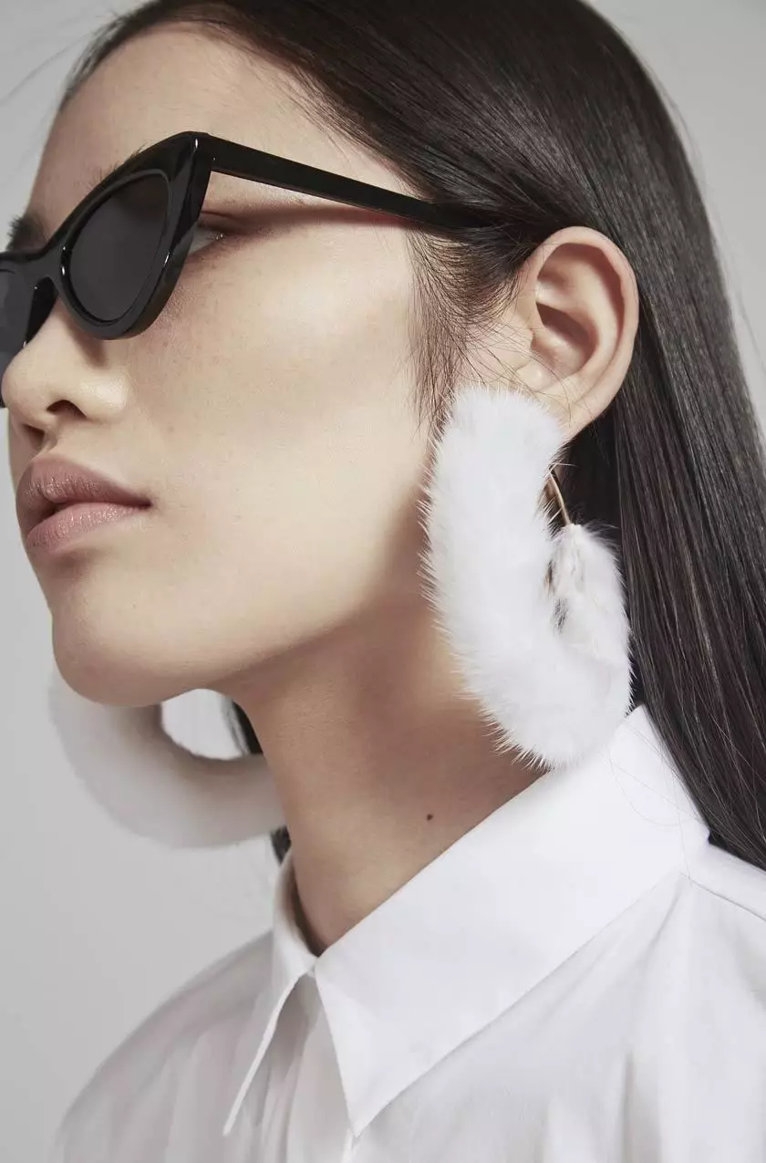 Editor's Pick: Pologeorgis' Soleil Mink Hoop Earrings In Winter White 52439_2