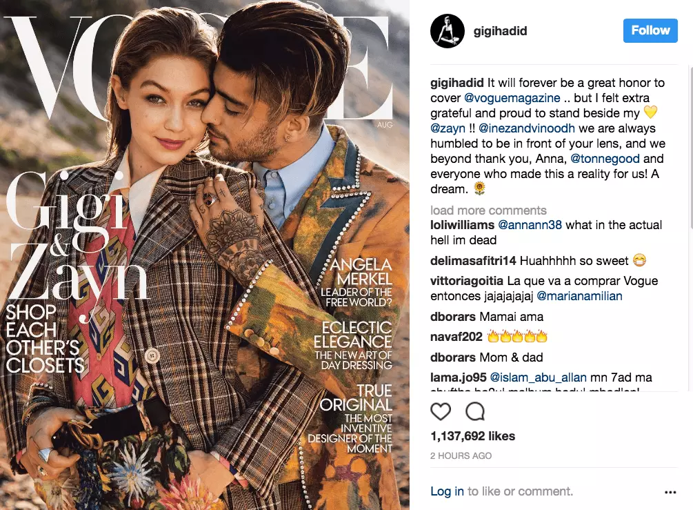 Gigi iyo Zayn waxay daboolayaan Vogue Arrinta Ogosto 64148_2