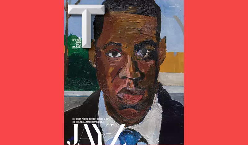 Jay-Z porta a revista T nun retrato pintado de Henry Taylor
