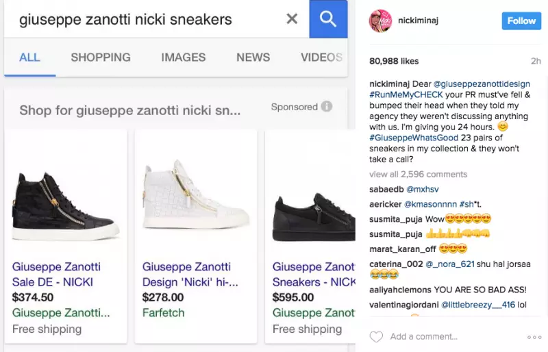 #WhatsGoodGiuseppe: Nicki Minaj dá a explosión ao deseñador de zapatos Giuseppe Zanotti 79057_6